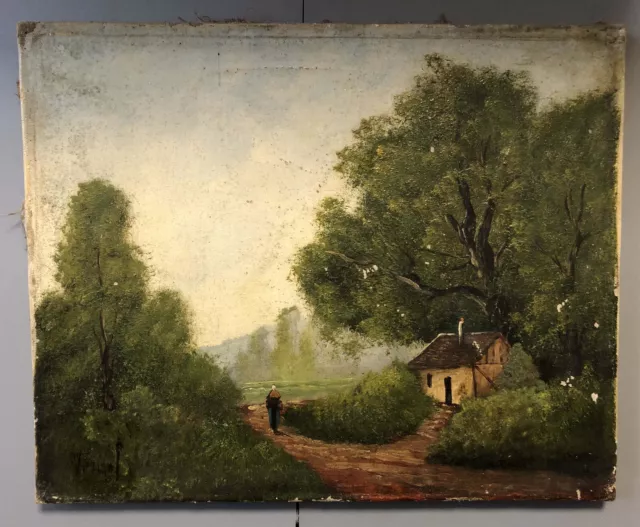 ANCIEN TABLEAU - Peinture Huile Sur Toile - Hst Style Barbizon - Signe ... ANCIEN TABLEAU - Peinture Huile Sur Toile - Hst Style Barbizon - Signe ...