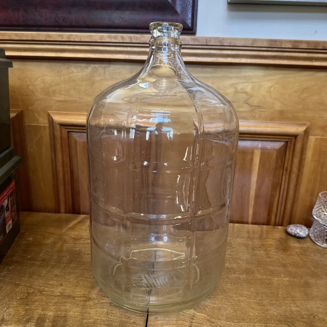 VINTAGE CLEAR GLASS Jug Water Bottle Crisa Mexico Embossed Checkered 5 ...