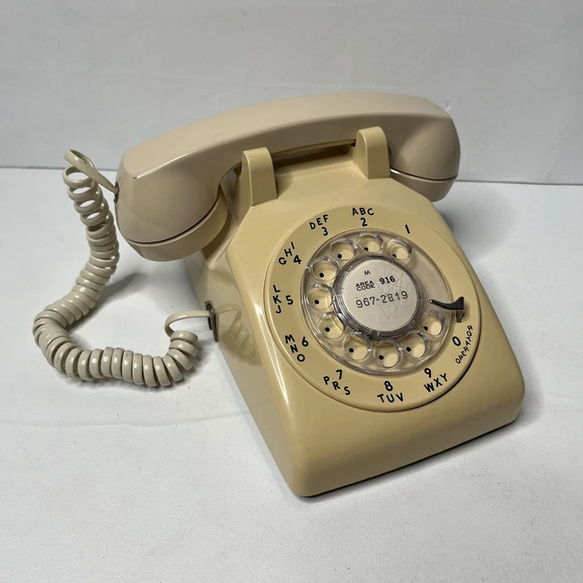 VINTAGE BELL SYSTEM Western Electric Beige Rotary Dial Telephone TESTED ...