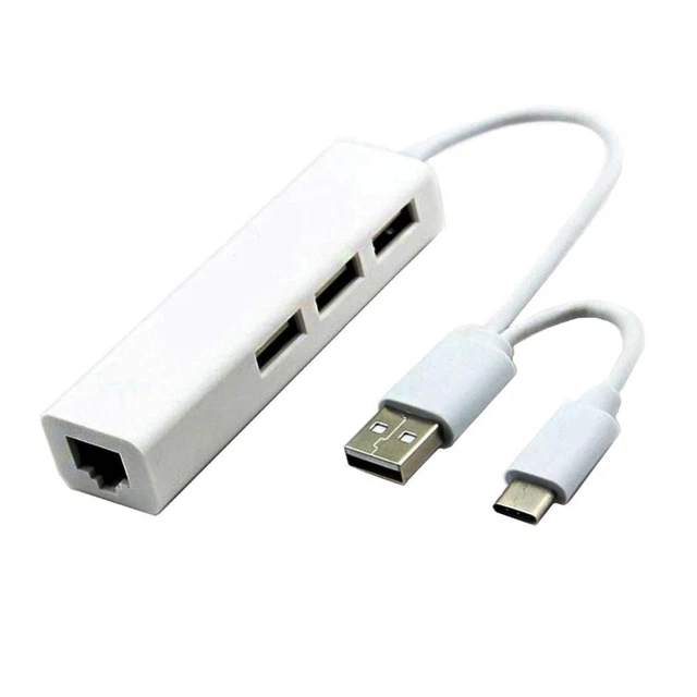 MULTI-FUNCTION USB-C USB2.0 to USB LAN/RJ45 Ethernet Network Hub ...
