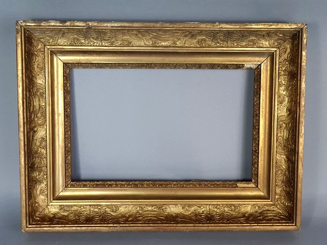 CADRE EMPIRE BOIS stuc doré d'origine 51x37 feuillure 36x23 cm début ...