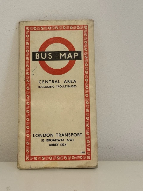 LONDON TRANSPORT BUS Map. Central Area. 1961. JM EUR 5,98 - PicClick IT