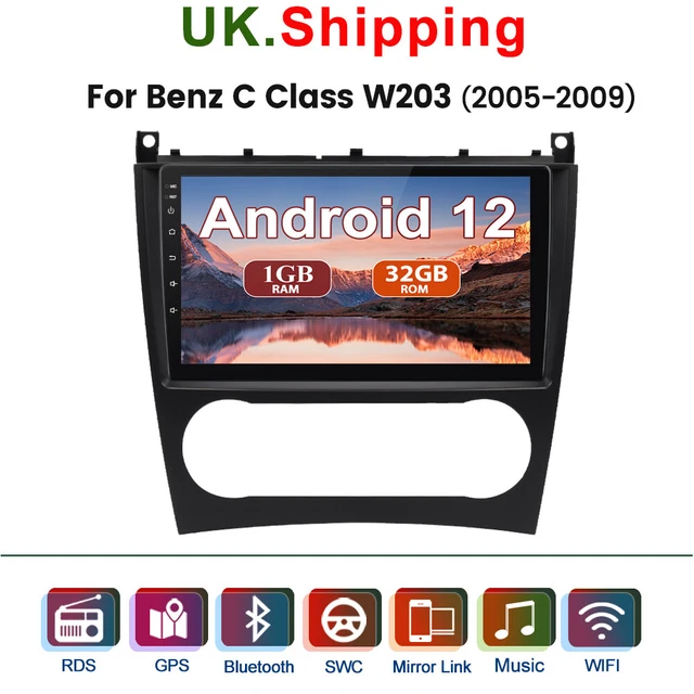 FOR MERCEDES BENZ C-Class CLC W203 Android 12 Car Radio Stereo GPS Sat ...