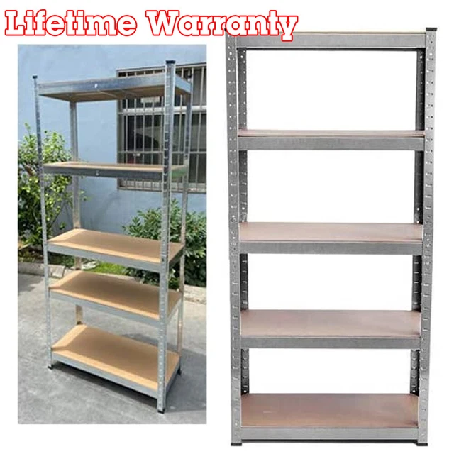 HEAVY DUTY GARAGE Racking Storage Shelving Unit 5 Tier Silver Metal ...