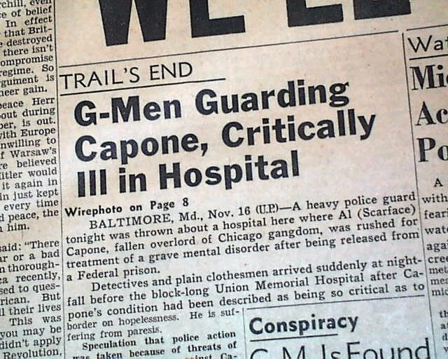 GANGSTER AL &SCARFACE& CAPONE Set Free Prison at Lewisburg PA 1939 Old ...