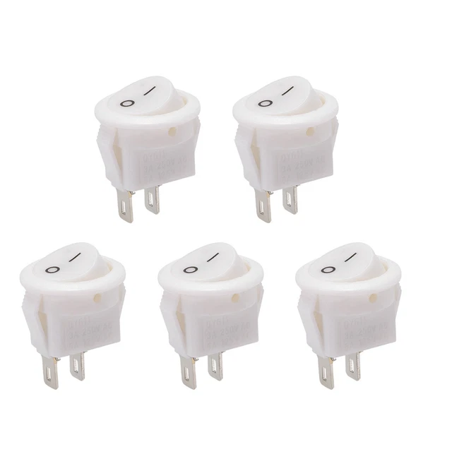 BOAT ROCKER SWITCH Toggle Switch White 2pins ON/OFF AC 250V/3A 125V/6A ...