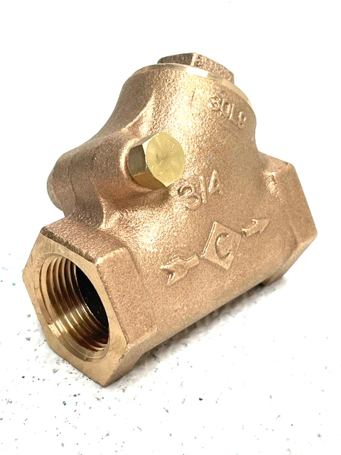 BRONZE SWING CHECK Valve Y-Pattern 3/4" NPT Thread Ends 125-psi SWP ...