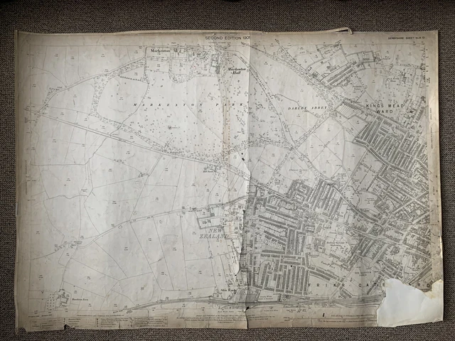 ANTIQUE ORDNANCE SURVEY MAP DERBYSHIRE Markeaton Original 1901 Sheet ...