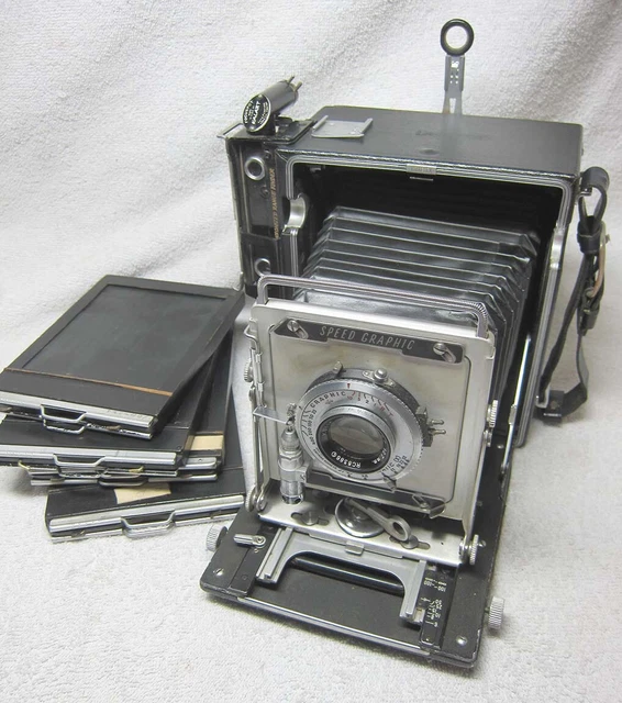 NICE VINTAGE 1950'S GRAFLEX 4x5 SPEED Graphic w/ 127mm Lens,Graflok ...