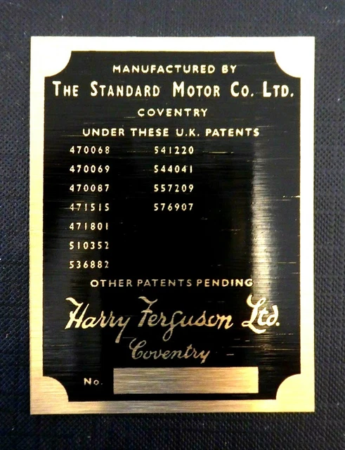 TRACTOR BADGE - Serial Number. Comaptible With: Massey Ferguson: Te20 ...