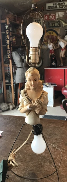 CHALKWARE CERAMIC DOLL Boudoir Lamp Lady Woman 25” Total Height $36.39 ...