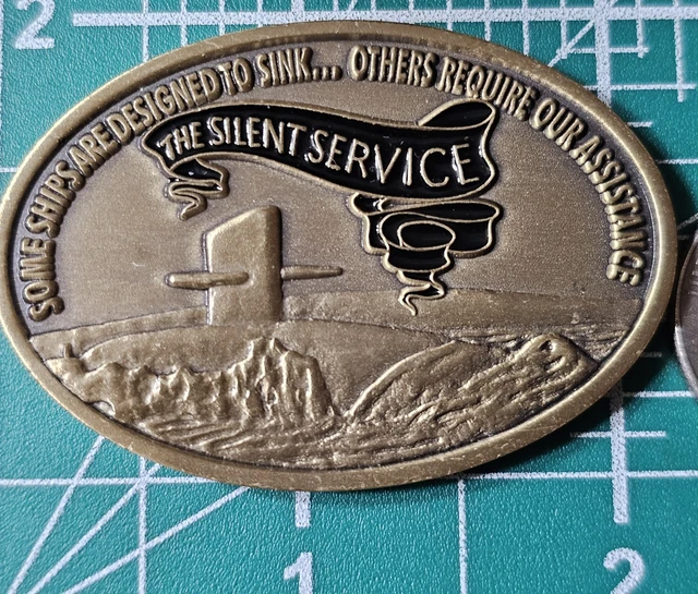CHALLENGE COIN US Navy Submarine Warfare The Silent Service Oval Shaped ...