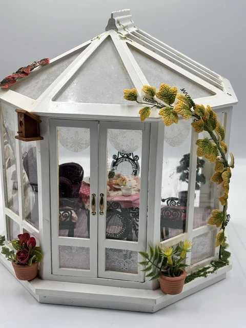 DOLLS HOUSE CONSERVATORY 1:12 Vintage Garden With Furniture ,Resin ...