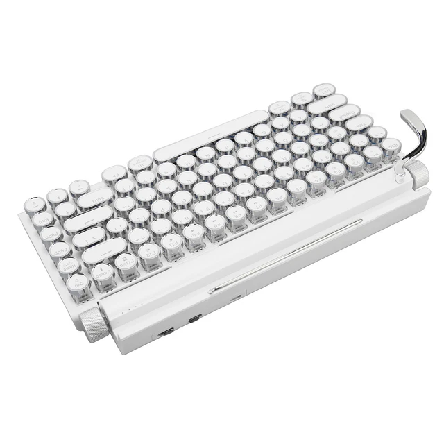 (WHITE) MECHANICAL KEYBOARD Ergonomic Triple Modes Round Keycaps Blue £ ...