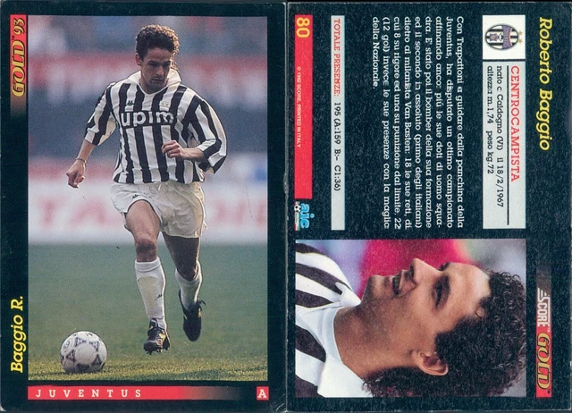 SCORE 93 CALCIO TRADING CARD anno 1993-JUVENTUS,ROBERTO BAGGIO-N.80 EUR ...
