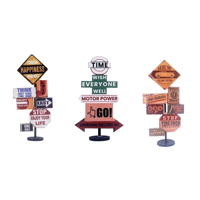 DOLLHOUSE WOODEN SIGNPOST Delicate Miniature Road Sign for Garden ...