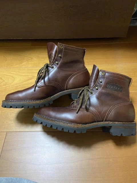 WESCO PACKER 8E Work boots Vibram sole Brown leather used size 26cm £ ...