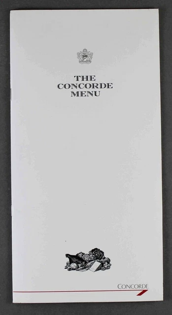 BRITISH AIRWAYS CONCORDE Vintage Airline Menu London - Washington ...