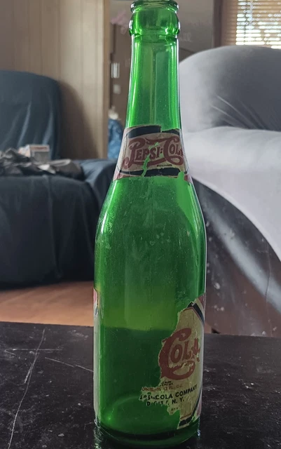 VINTAGE PEPSI COLA Double Dot Paper Label 12oz Green Glass Bottle $20. ...