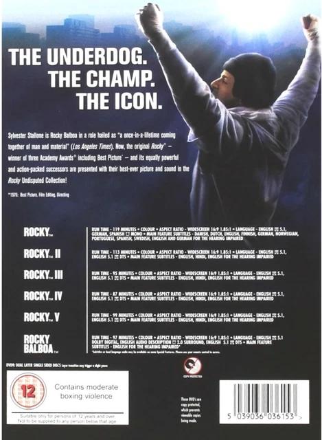 ROCKY THE Undisputed Collection Sylvester Stallone - DVD Box Set ...