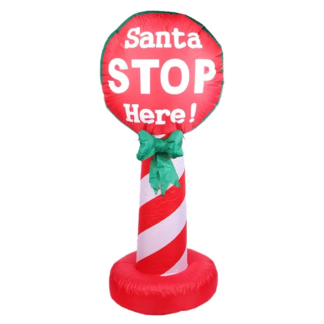 LIGHTED SANTA STOP Here Sign 4.26FT Christmas Inflatable Outdoor ...