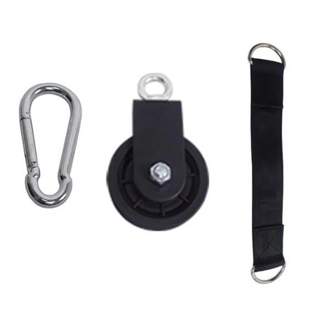 GYM PULLEY SYSTEM Nylon Swivel Wheel with Hanging Strap for Rope and ...