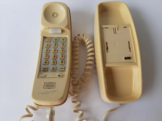 VINTAGE AT&T TRIMLINE 210 Slimline Push Button Desk or Wall Telephone ...