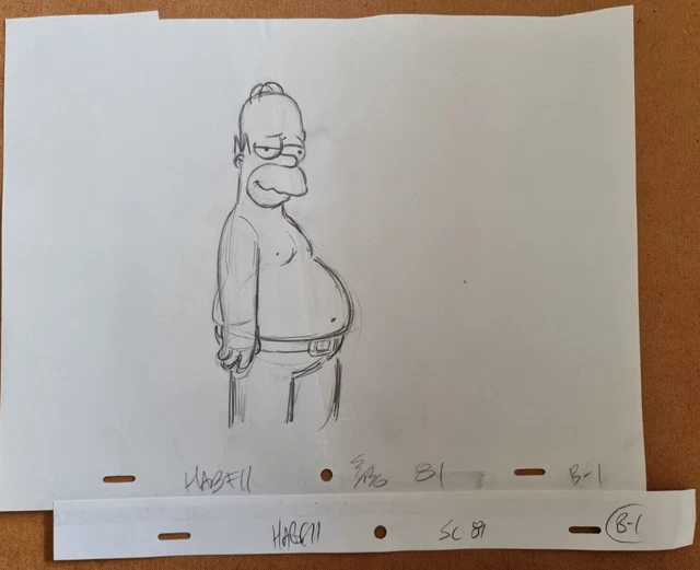 SIMPSONS TV SHOW Original Animation Art Cel Drawing Homer #64 $118.89 ...