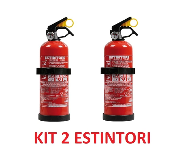 KIT 2X ESTINTORE Per Auto 1kg A Polvere Abc Con Manometro Camper Barca ...
