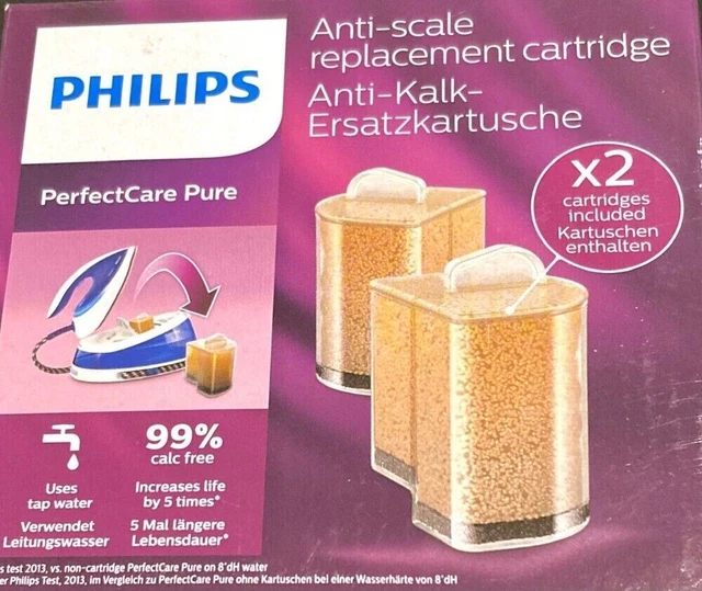 PHILIPS PURE STEAM Iron Anti Calc Anti Limescale Cartridges Twin Pack ...
