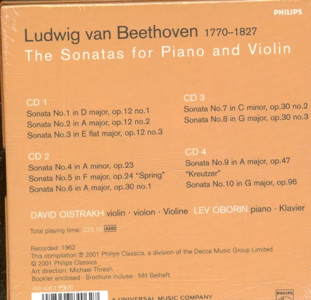 DAVID OISTRAKH, LEV Oborin Beethoven - Sonatas For Piano And Violin = Les Sonate EUR 24,67 ...