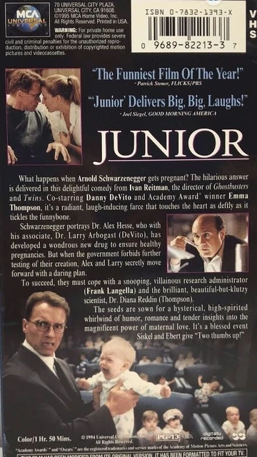 JUNIOR (VHS, 1995) Arnold Schwarzenegger, Danny DeVito, Emma Thompson ...