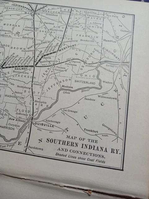 1904 TRAIN MAP + Report SOUTHERN INDIANA RAILWAY Seymour IN coal Fields ...