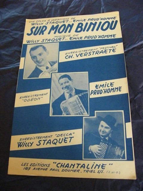 & SPARTITO SU Mon Cornamusa Verstraete Emile Prud Uomo Willy Scott ...