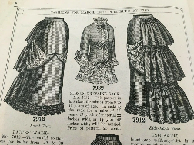 ARTHURS HOME MAGAZINE Antique Fashion March 1882 Butterick Sewing ...