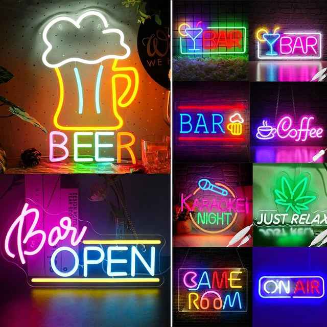 COFFEE/BEER LED NEON Sign Light with Metal Chain Bar Wall Decor Night Lamp Neon £22.29 - PicClick UK