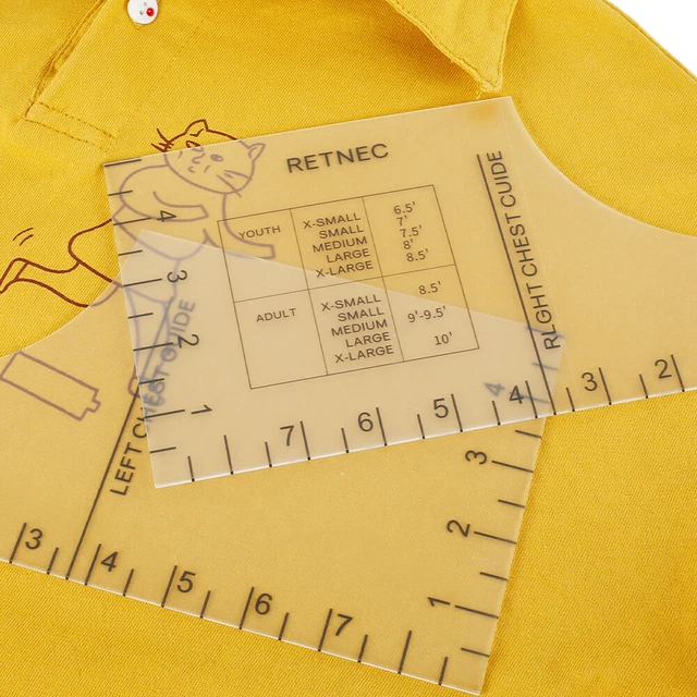 T-SHIRT HTV ALIGNMENT Ruler Tool Guide Fabric Cutting Sewing Ruler ...