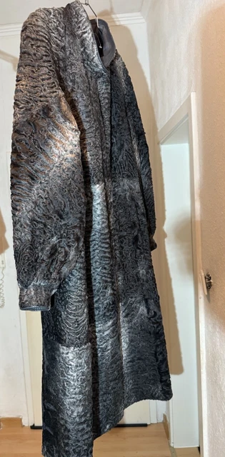 ECHTES PERSIANER PELZ Leder Mantel Black Persian Lamb Fur Coat Vintage ...