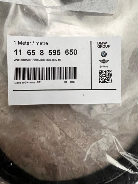 ORIGINAL NEU BMW Unterdruckschlauch Schlauch 3,5mm 1 Meter Metre ...