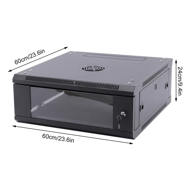 4U 24& DEEP Wall Mount Network Server Rack Data Cabinet Enclosure Glass ...