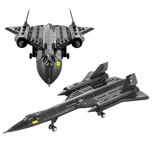 AIRCRAFT BUILDING BLOCKS Set SR-71 Blackbird Military Plane Recon Model ...