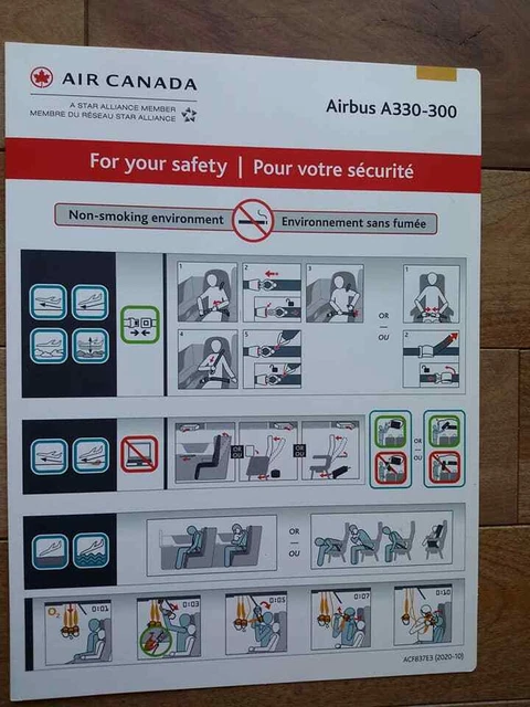 AIR CANADA AIRBUS A330-300 Safety Card (Oct 2020) $4.00 - PicClick CA