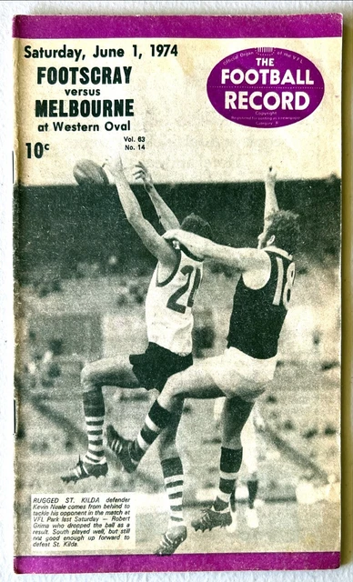 1974 JUNE 1- Footscray Bulldogs V Melbourne Demons Vfl Footy Record $10 ...