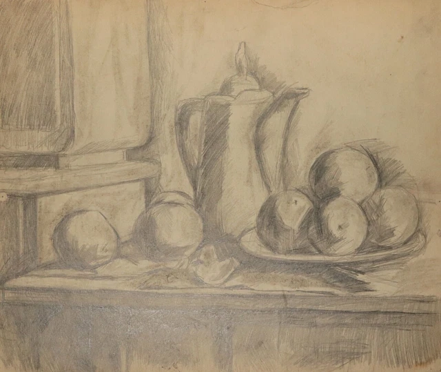 VINTAGE ORIGINAL PENCIL drawing still life with fruits £111.29 ...