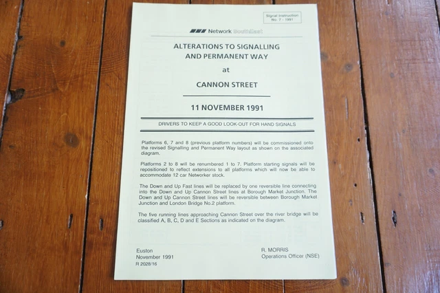 1991 CANNON SIGNAL Box Railway Signalling Diagram Notice Map Network ...