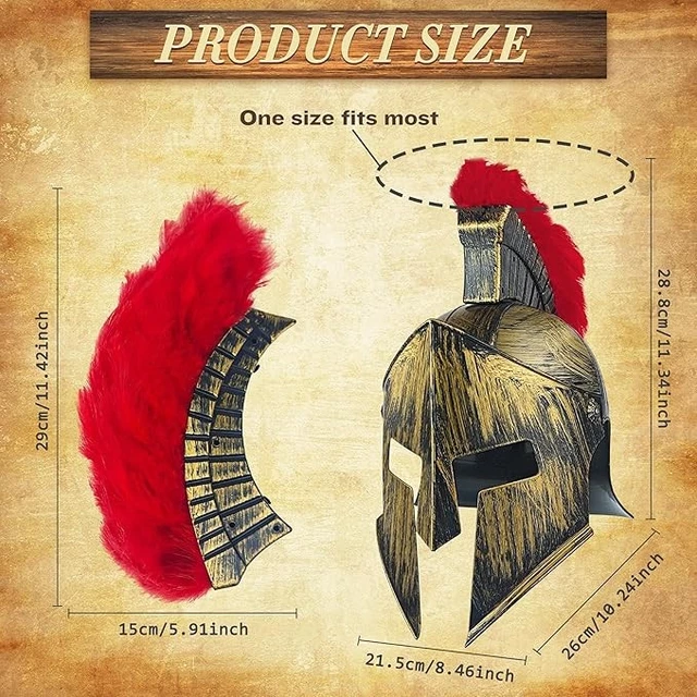MEDIEVAL KNIGHT GLADIATOR Spartan Roman Warrior Greek Costume Helmet ...