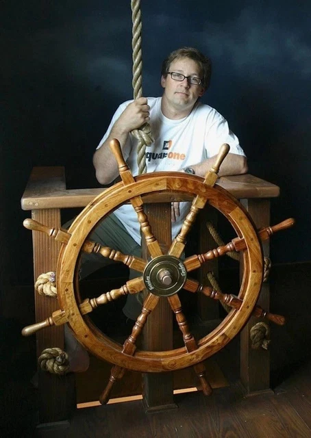VINTAGE MARITIME NAUTICAL Boat Wooden Ship Wheel 36" Steering Wheel 3ft ...