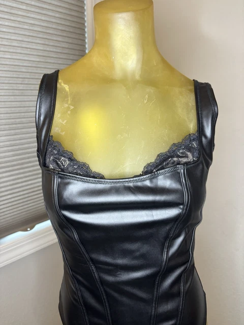 POPILUSH BLACK LEATHER Body Suits for Womens Tummy Control Bodysuits ...