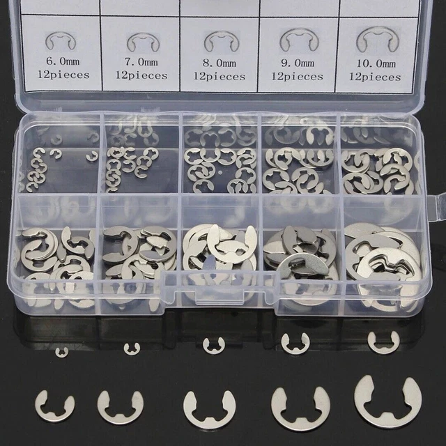 120X E CLIPS C Circlip Retaining Ring Stainless Steel Assorted 1.5mm to ...