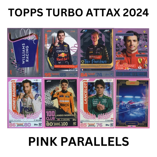 TOPPS TURBO ATTAX 2024 F1 Formula 1 Pink Parallels - Choose Your Card £ ...